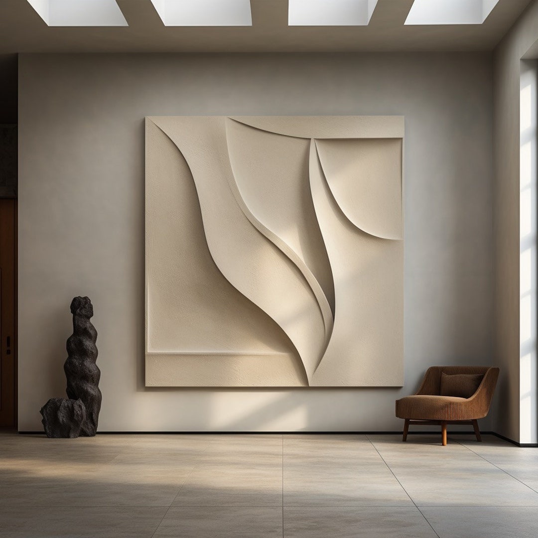 Beige Textured Wall Panel Modern Wall Art Home Decor - Etsy