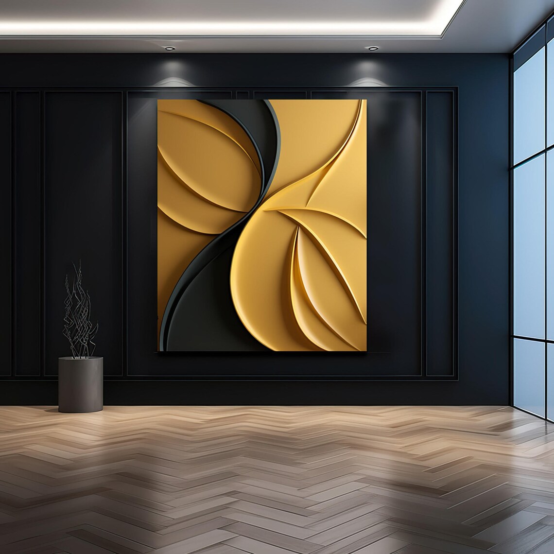 Abstract Petal Style Wood Carving Wall- Textured Board- Modern Art ...