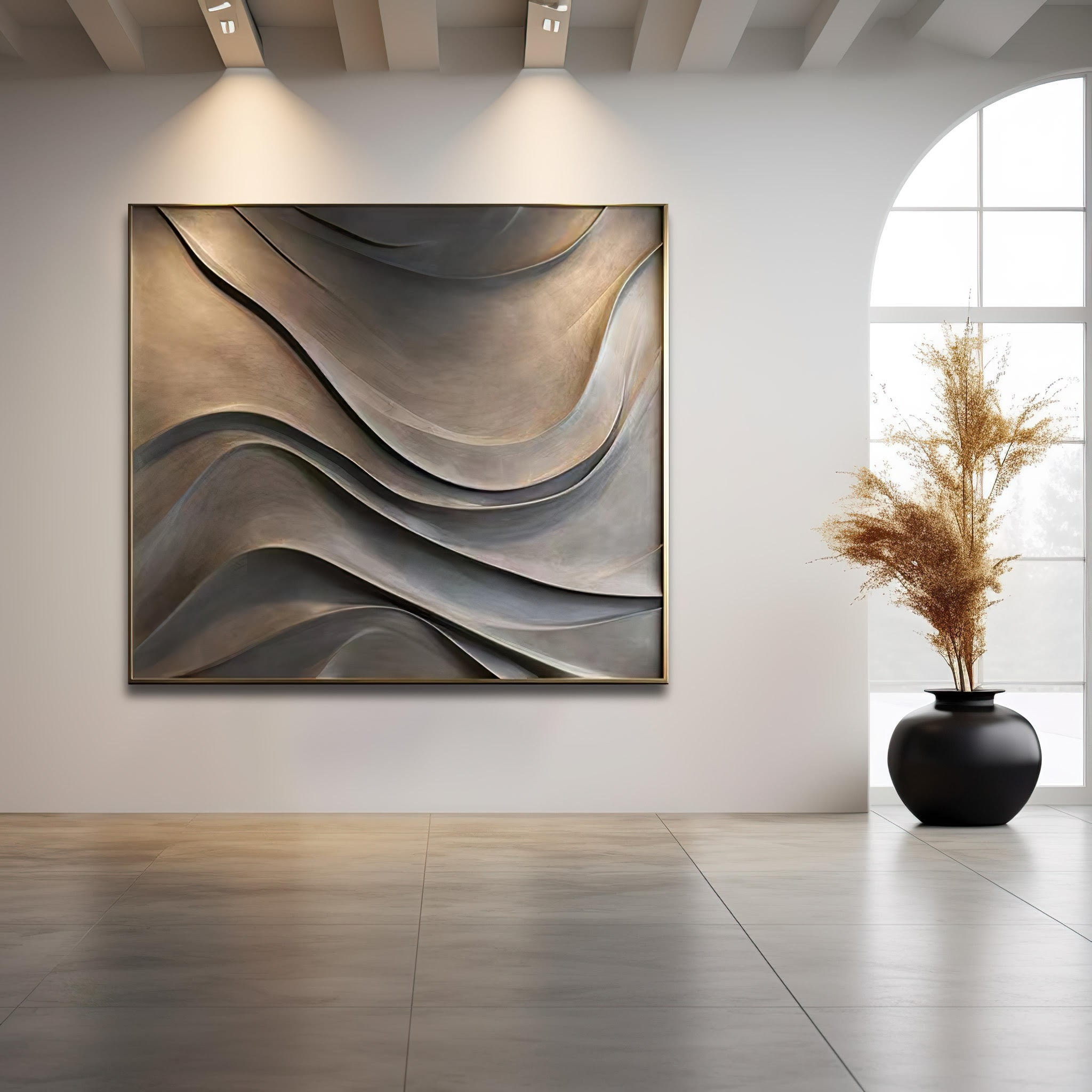 Gold Border Artistic Style- Brown Texture Wall Decorative- Abstract ...