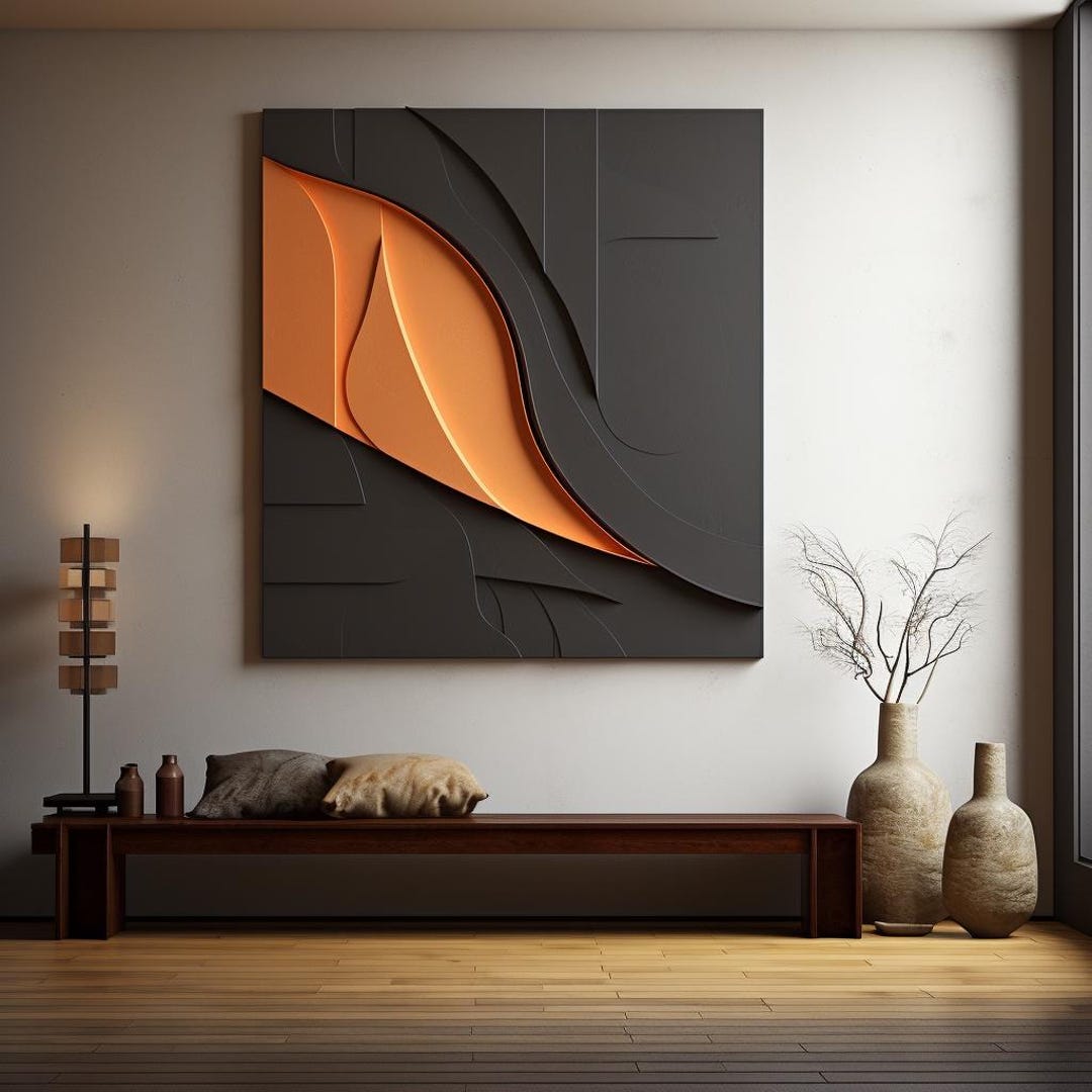 Modern Abstract Wood Carving Wall Art – Textured Decorative Panel - Etsy