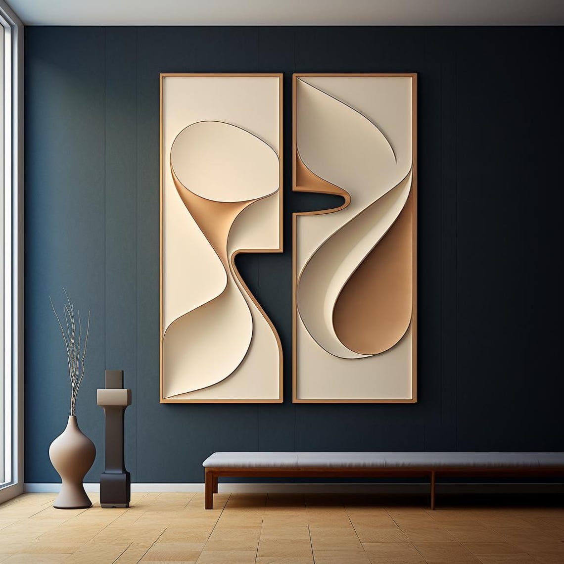 Handcrafted 3D Wooden Wall Art: Abstract Minimalist Sculpture - Etsy