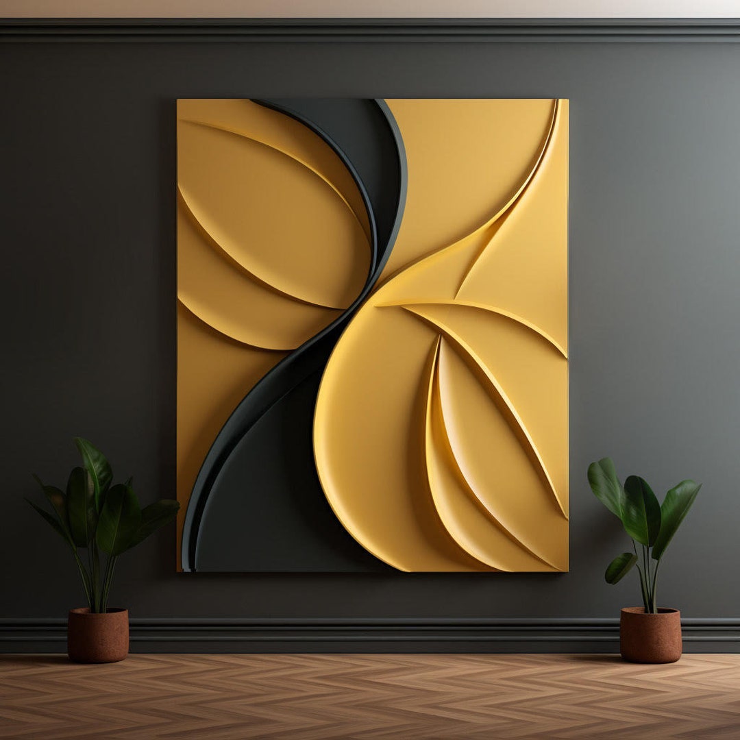 Abstract Petal Style Wood Carving Wall- Textured Board- Modern Art ...
