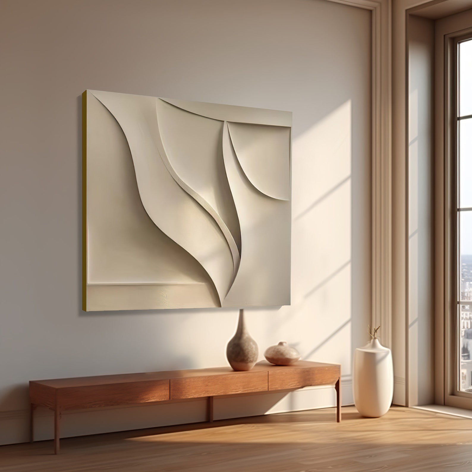 Beige Textured Wall Panel Modern Wall Art Home Decor - Etsy