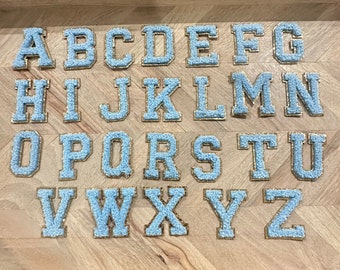 Chenille Letter Patch, 2.2" Self Adhesive and Iron on Varsity Letter - Gold Glitter Letter Trim ...