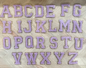 Chenille Letter Patch, 2.2" Self Adhesive and Iron on Varsity Letter - Gold Glitter Letter Trim ...