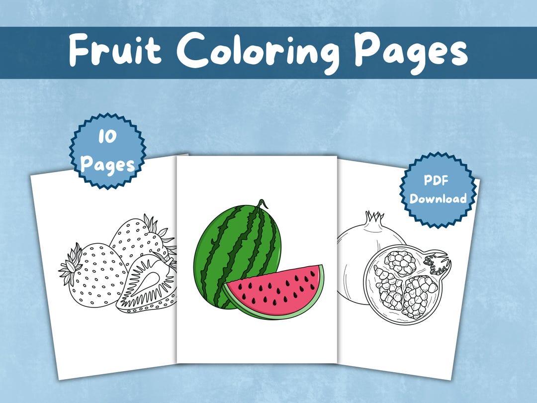 Fruit Coloring Pages Printable, Food Coloring Sheets for Adults and ...