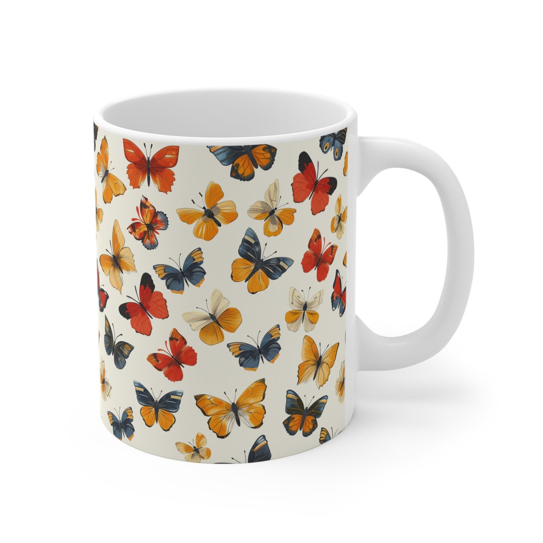 Butterflies Mug Butterfly Tea Cup Butterflies Art Butterfly Mug Cool ...