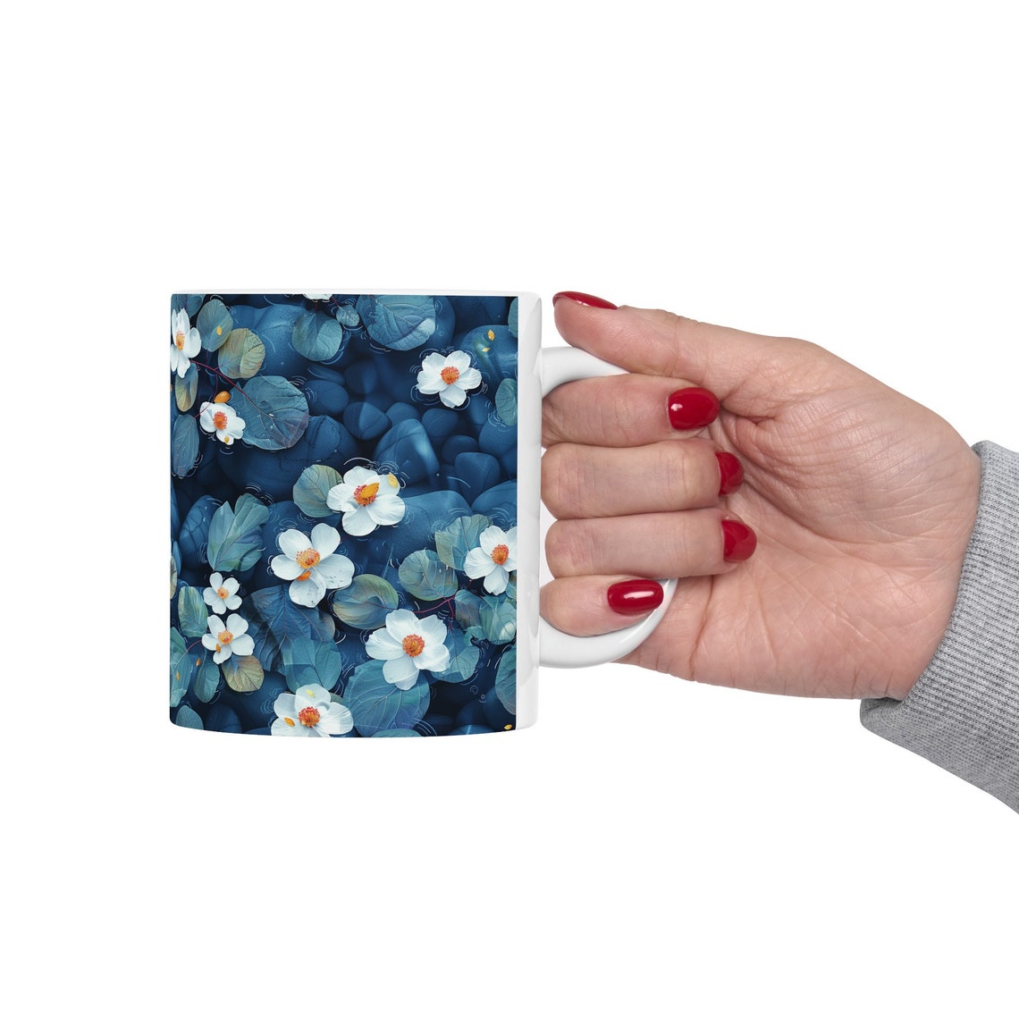 Floating Flowers Mug Floral Tea Cup Floral Water Mug Aquatic Bloom Mug ...