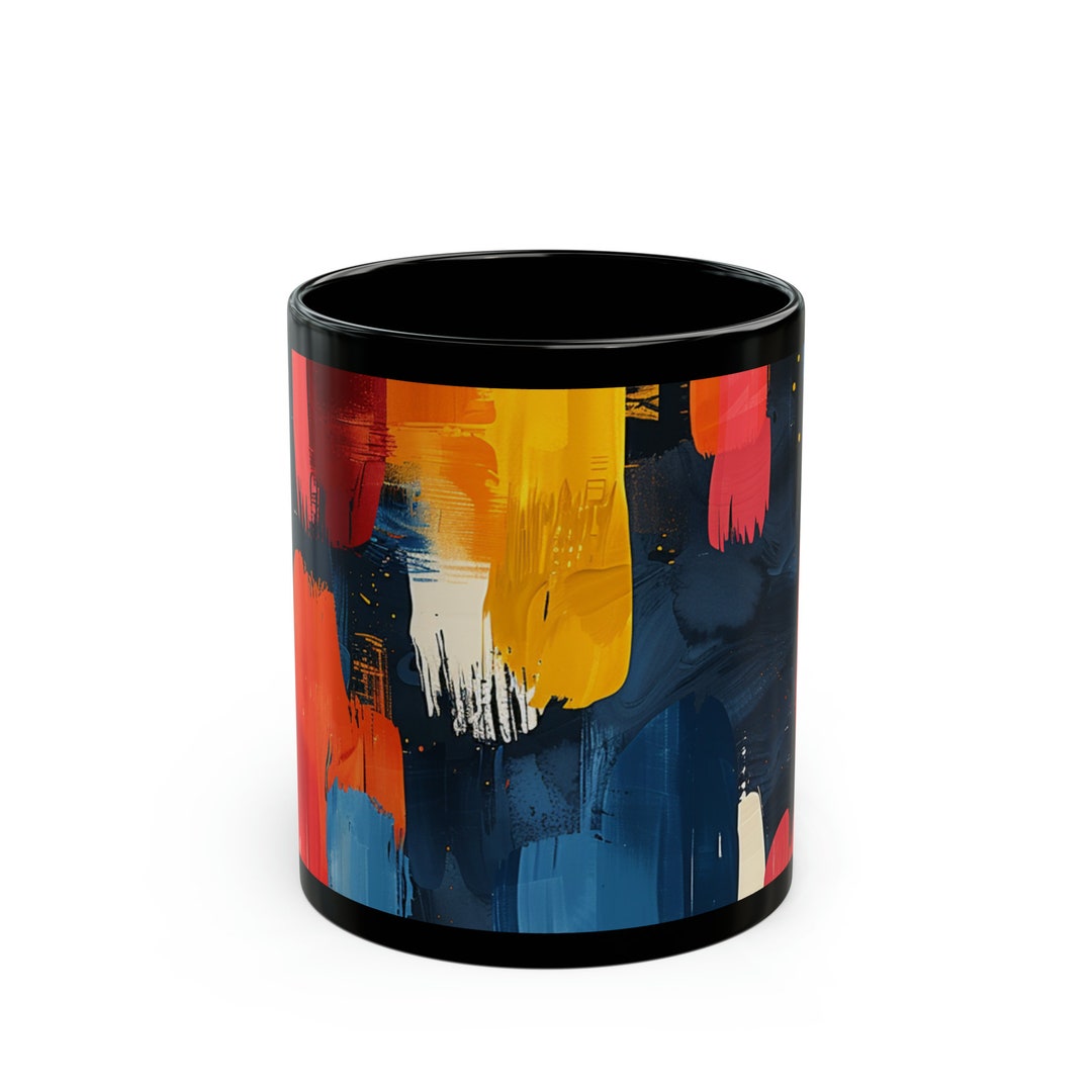 Abstract Brush Strokes Pattern Coffee Mug Painterly Tea Cup ...