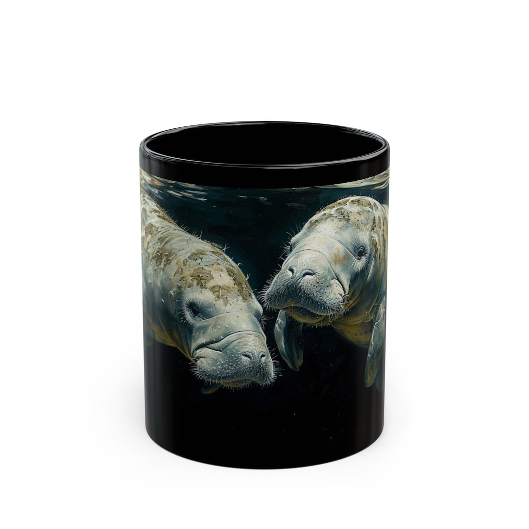 Manatee Coffee Mug Ocean Life Tea Cup Coastal Mug Fish Art Mug Sea Cow ...