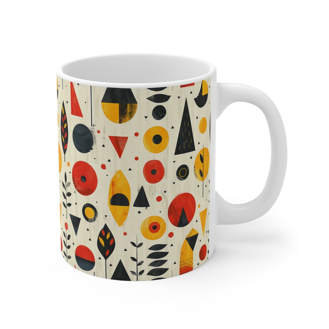 Heavy Geometry Pattern Mug Geometric Tea Cup Abstract Maximalism Cup ...