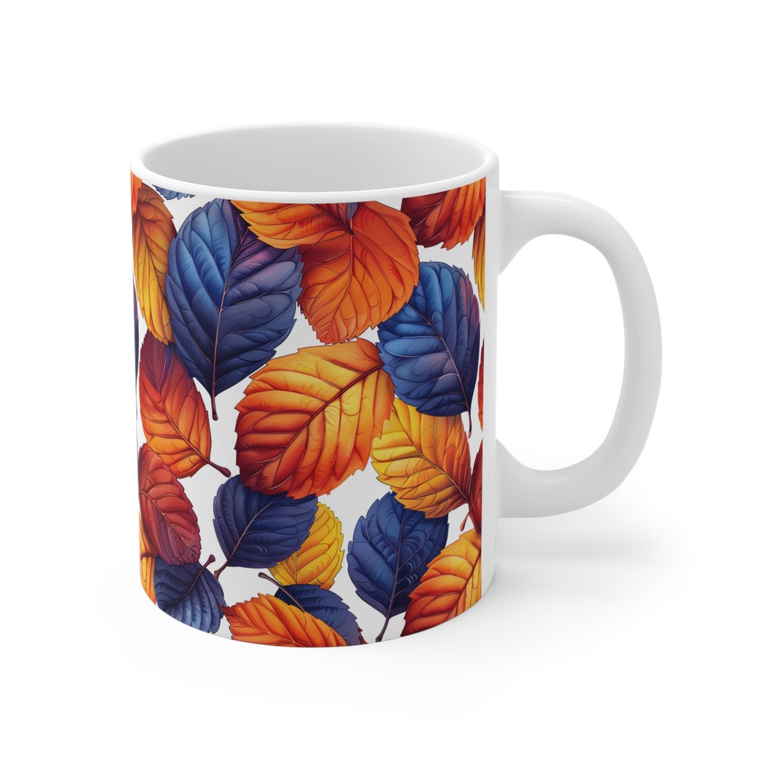 Fall Leaves Mug Autumn Leaves Tea Cup Fall Art Autumn Mug Harvest Time ...