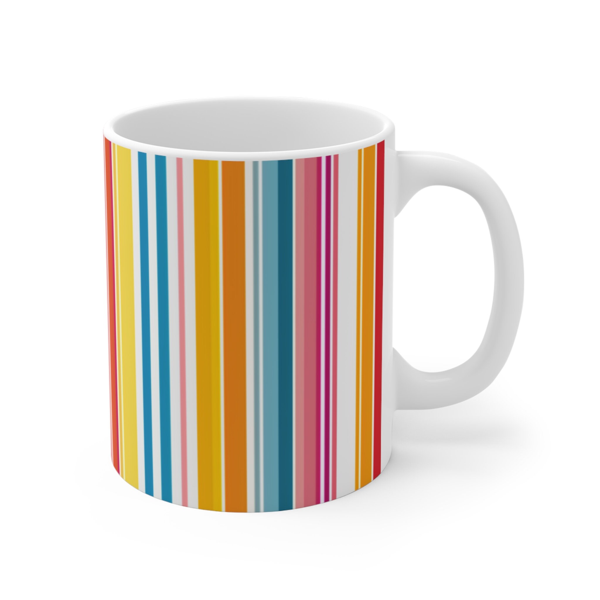 Candy Stripes Mug Striped Tea Cup Colorful Mug Vibrant Mug Souvenir ...