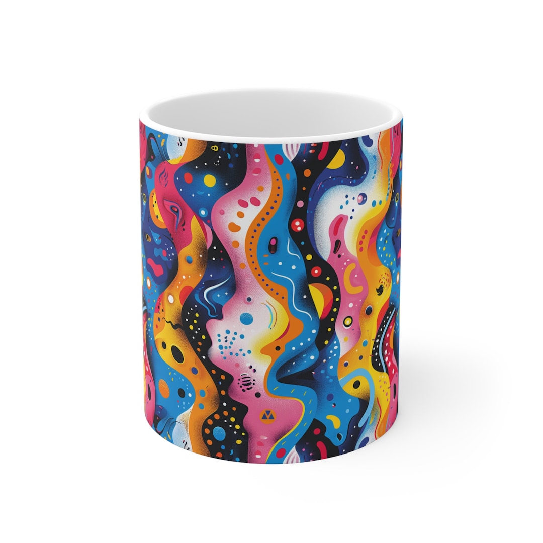 Energy Fields Pattern Mug Geometric Pattern Tea Cup Abstract Maximalism ...