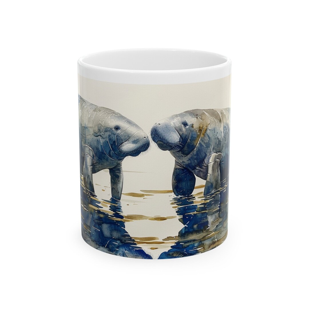 Manatee Coffee Mug Ocean Life Tea Cup Coastal Mug Fish Art Mug Sea Cow ...
