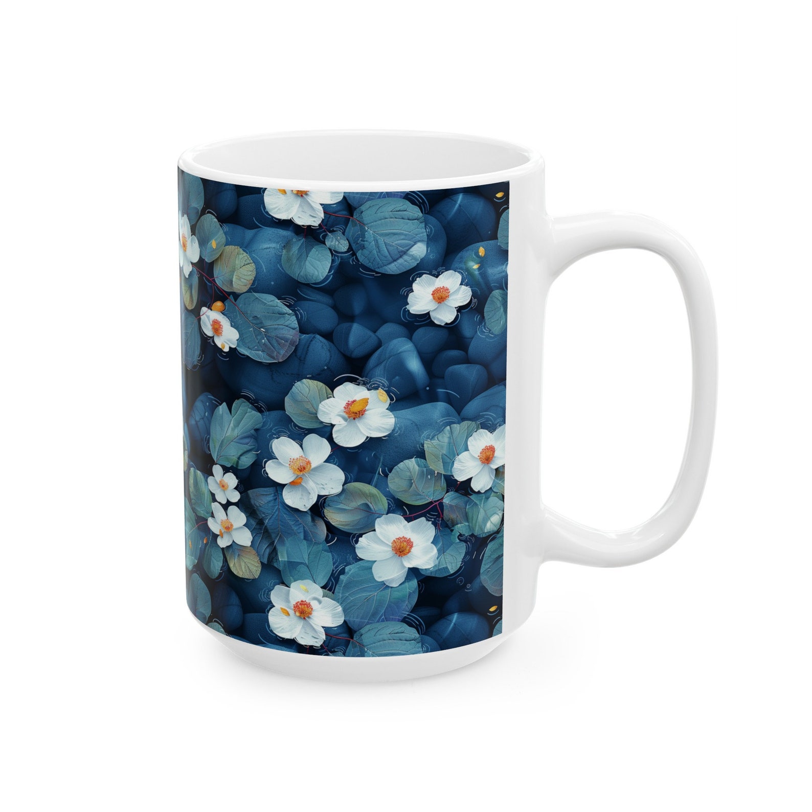 Floating Flowers Mug Floral Tea Cup Floral Water Mug Aquatic Bloom Mug ...