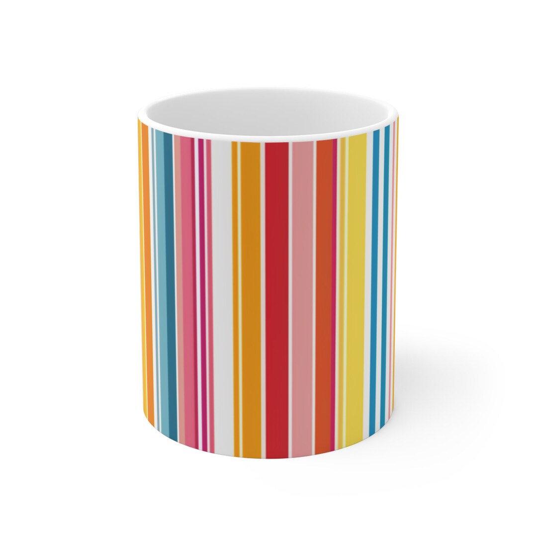 Candy Stripes Mug Striped Tea Cup Colorful Mug Vibrant Mug Souvenir ...
