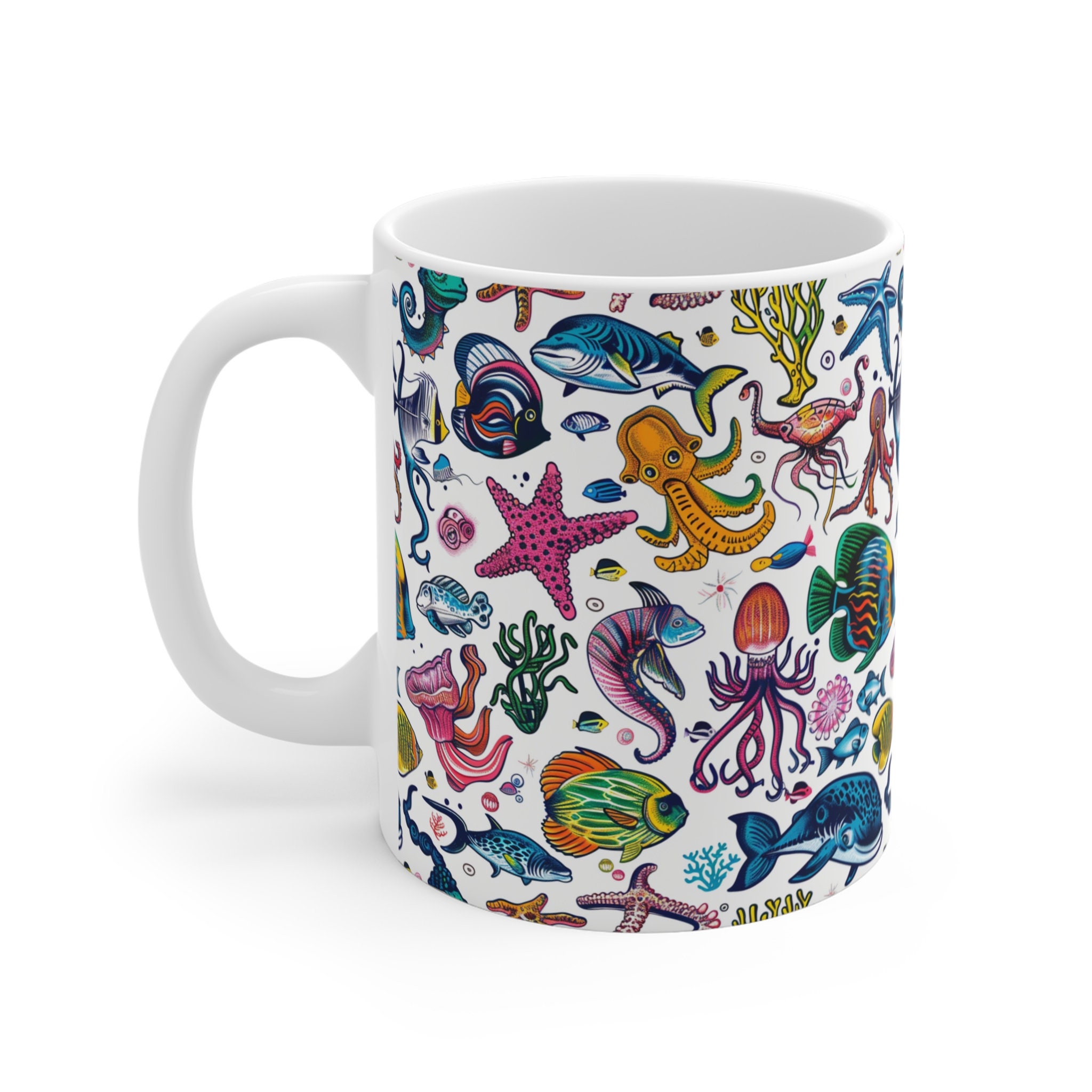 Ocean Mug Marine Tea Cup Underwater World Art Sea Animals Mug Aquatic ...