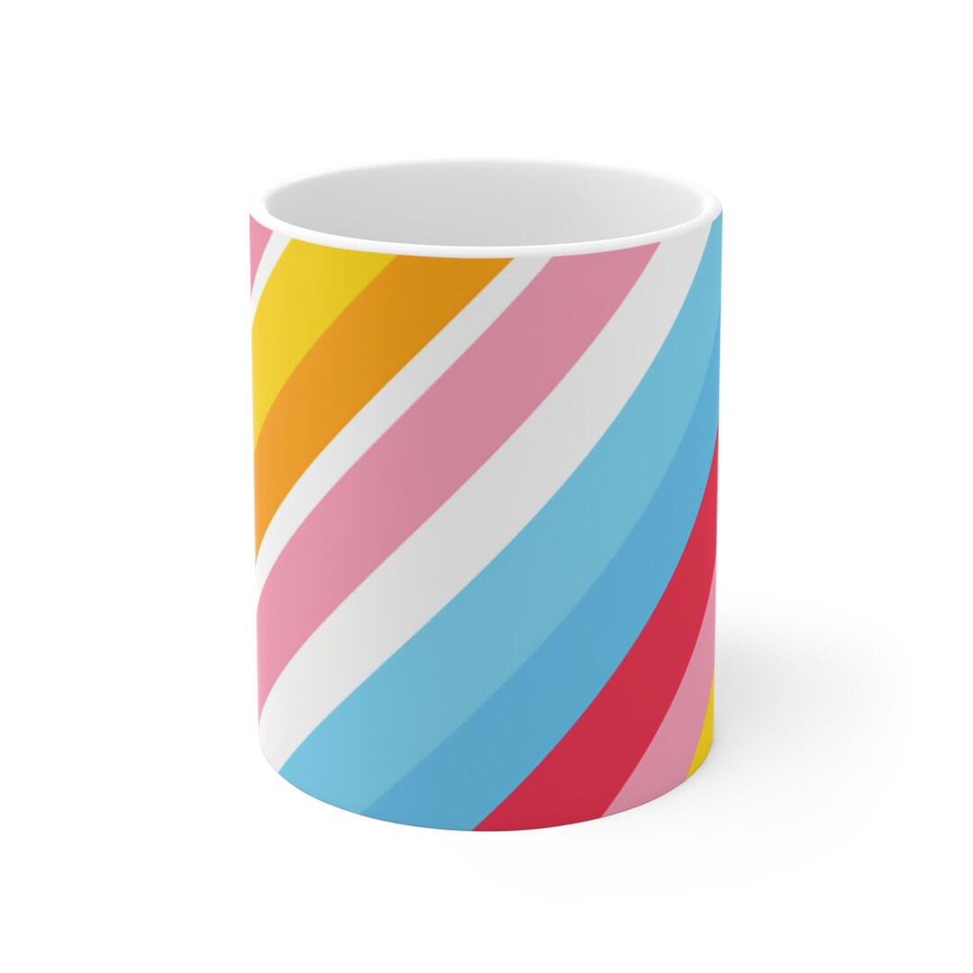Candy Stripes Mug Striped Tea Cup Colorful Mug Vibrant Mug Souvenir ...