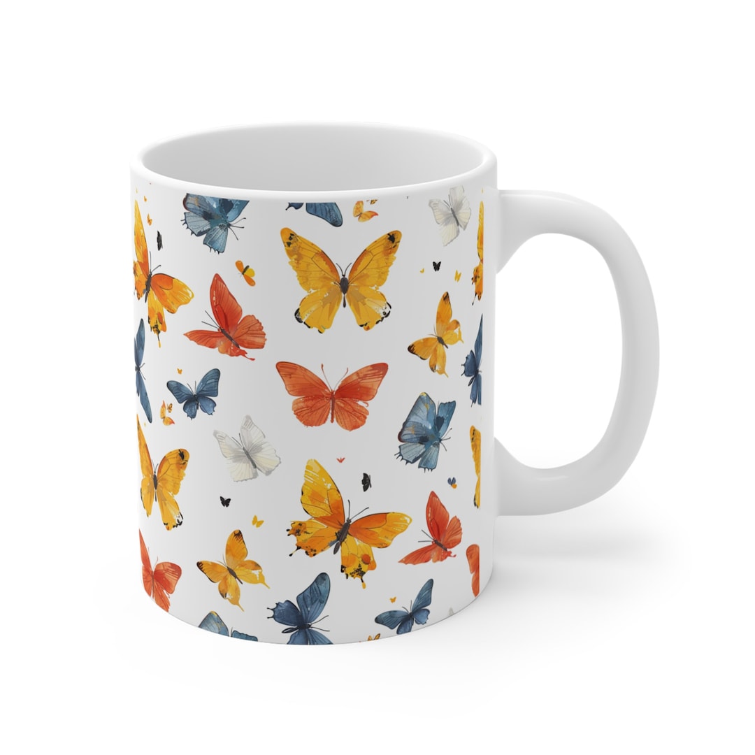 Butterflies Mug Butterfly Tea Cup Butterflies Art Butterfly Mug Cool ...