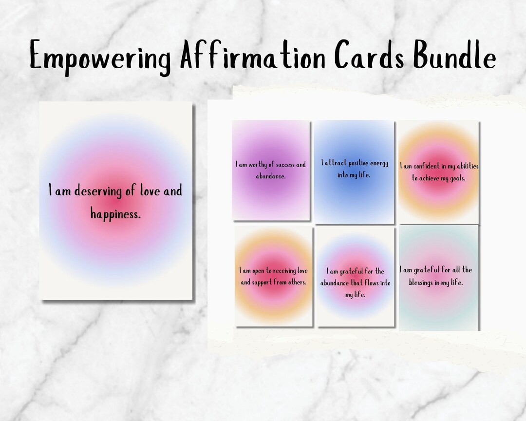 Empowering Affirmation Cards Bundle Grow Confidence Self-esteem Self ...