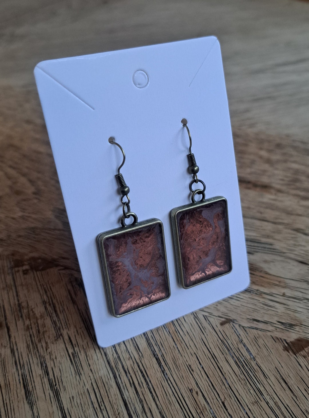 Copper Swirl Epoxy Resin Earrings - Etsy