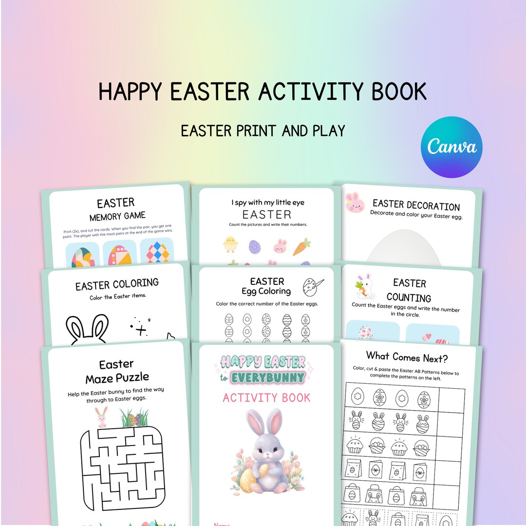 Easter Activity Book Printable Coloring Pages Games Puzzles Letter to ...