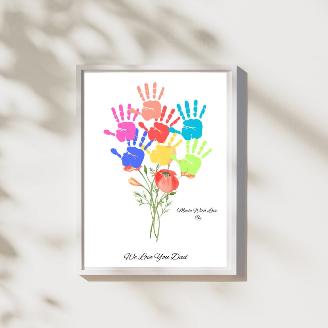 Father's Day Printable Flower Handprint Card, Diy Gift for Dad ...