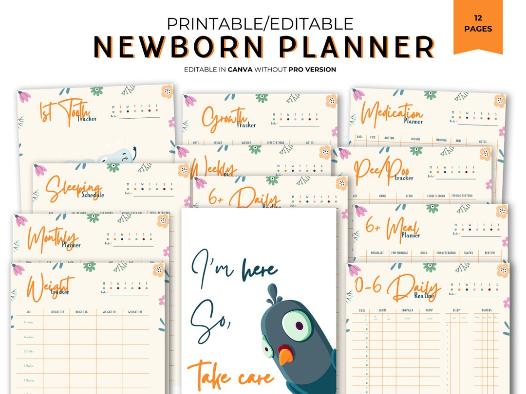 Newborn Baby Planner Printable, 0-6 Month Baby Care Tracker, Baby ...