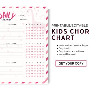 Daily Dinosaur Kids Chore Chart, Printable Daily/weekly Responsibility ...