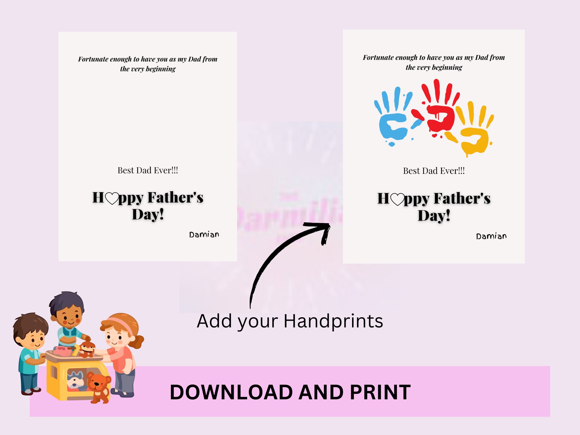 Father's Day Handprint Art Craft Printable Gift, Keepsake for Kids ...