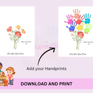 Father's Day Printable Flower Handprint Card, Diy Gift for Dad ...