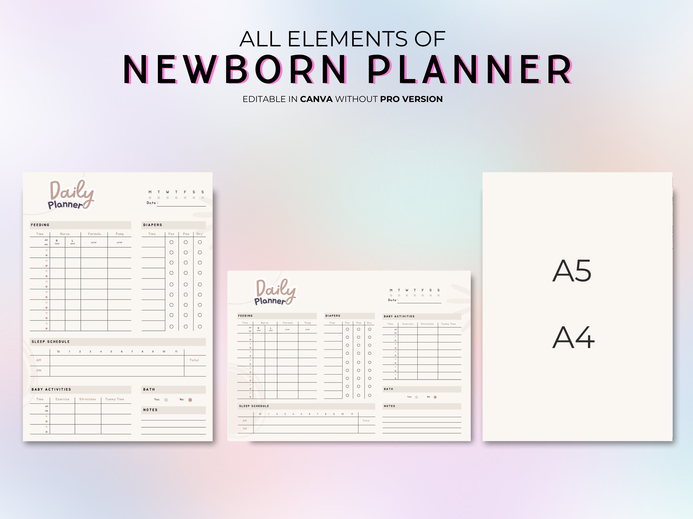 Daily Newborn Care Tracker Printable, Infant Feeding Guide, Newborn ...