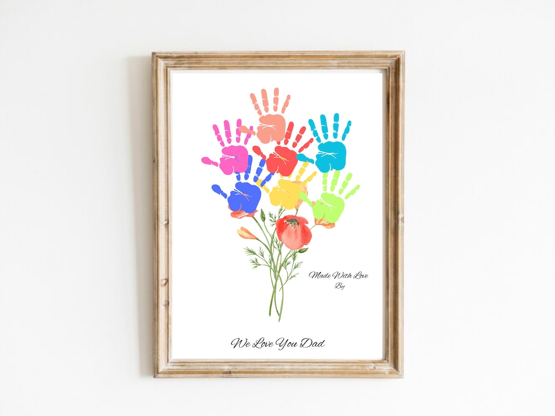 Father's Day Printable Flower Handprint Card, Diy Gift for Dad ...