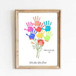 Father's Day Printable Flower Handprint Card, Diy Gift for Dad ...
