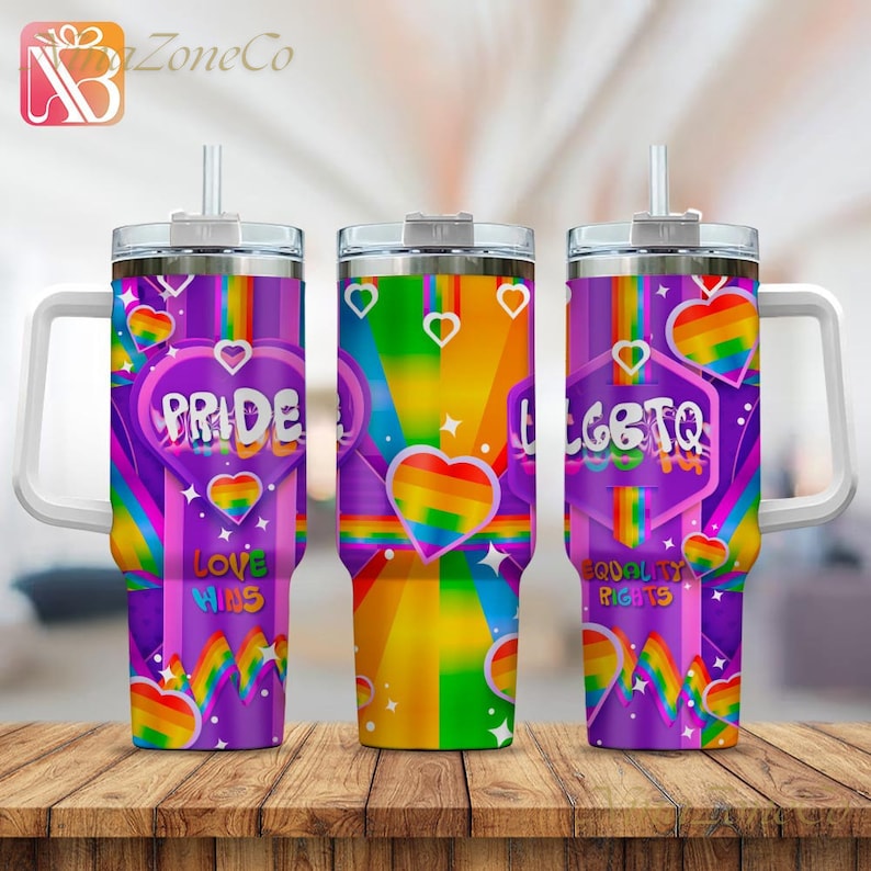 Amare Box LGBT Pride Month Rainbow Flag 40oz Tumbler, Gay Lesbian ...