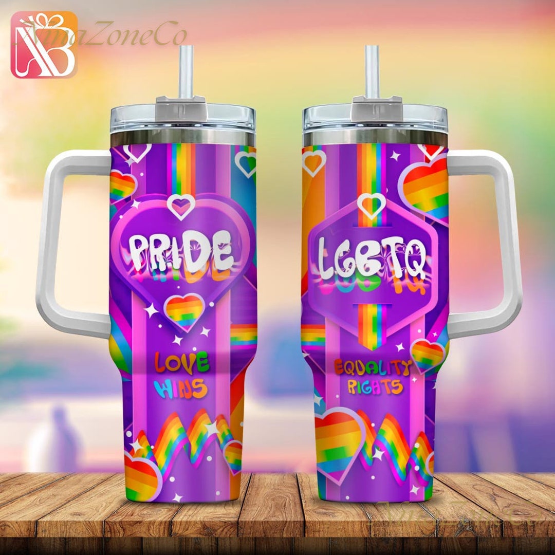 Amare Box LGBT Pride Month Rainbow Flag 40oz Tumbler, Gay Lesbian ...
