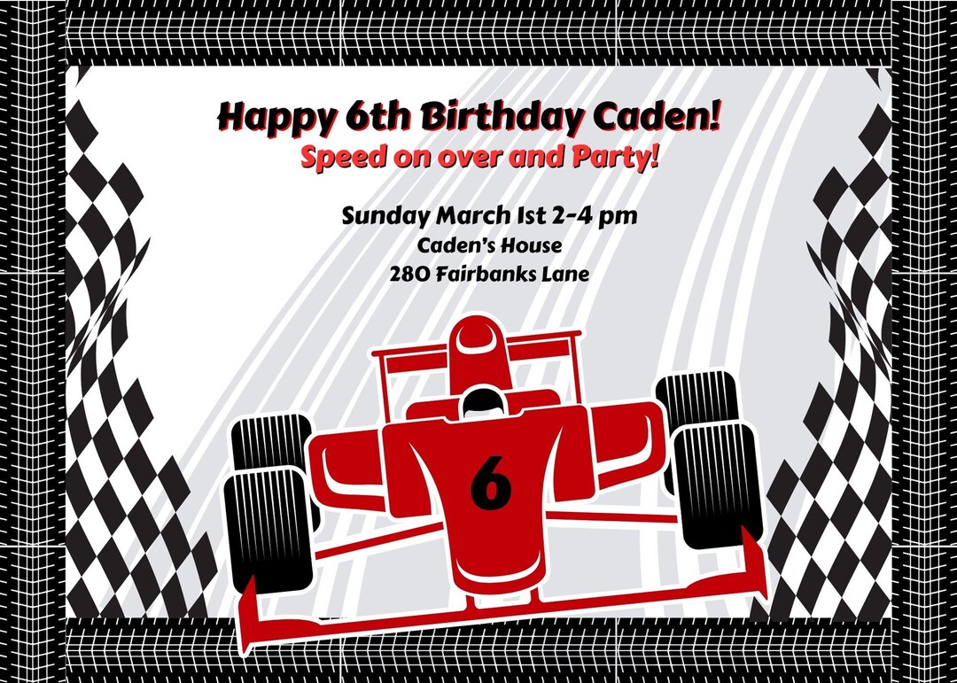 Race Car Birthday Invitation for Racing-themed Party - Etsy