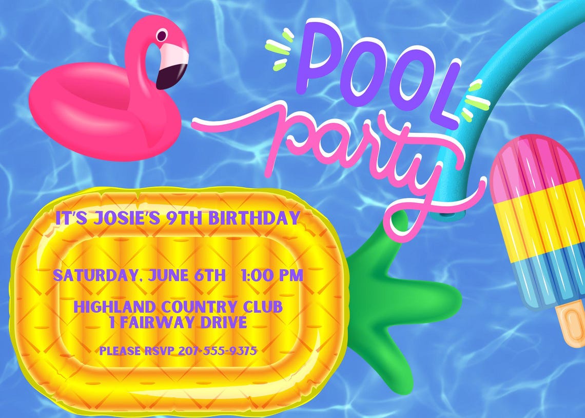 Personalized Pool Party Invitation - Etsy