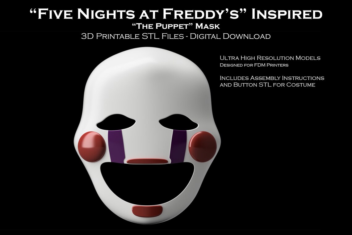 FNAF Inspired the Puppet Mask STL 3D Model for 3D Printing and Cosplay ...