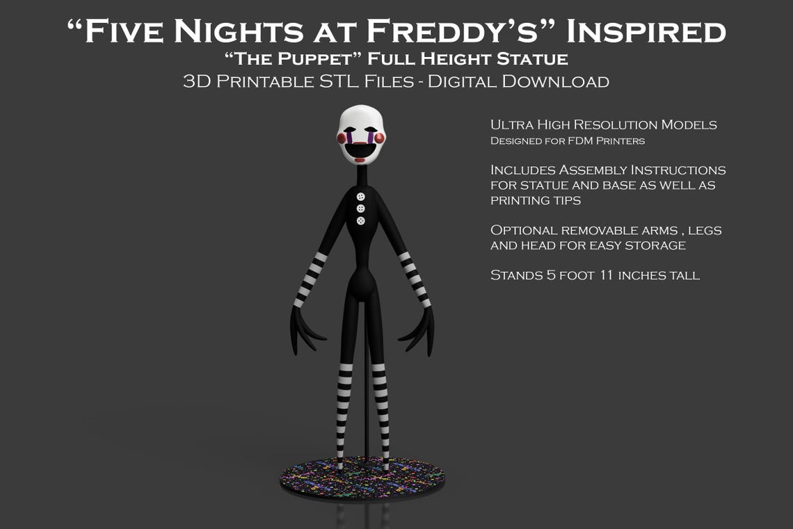 FNAF the Puppet Statue STL 3D Model and Instructions (digital Download ...