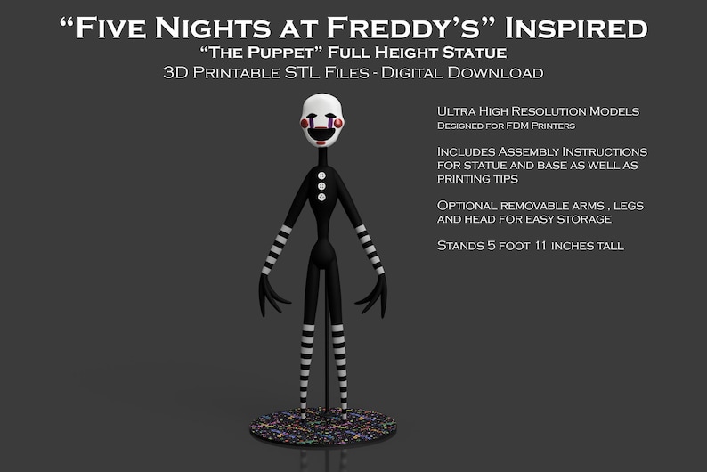 FNAF the Puppet Statue STL 3D Model and Instructions (digital Download ...