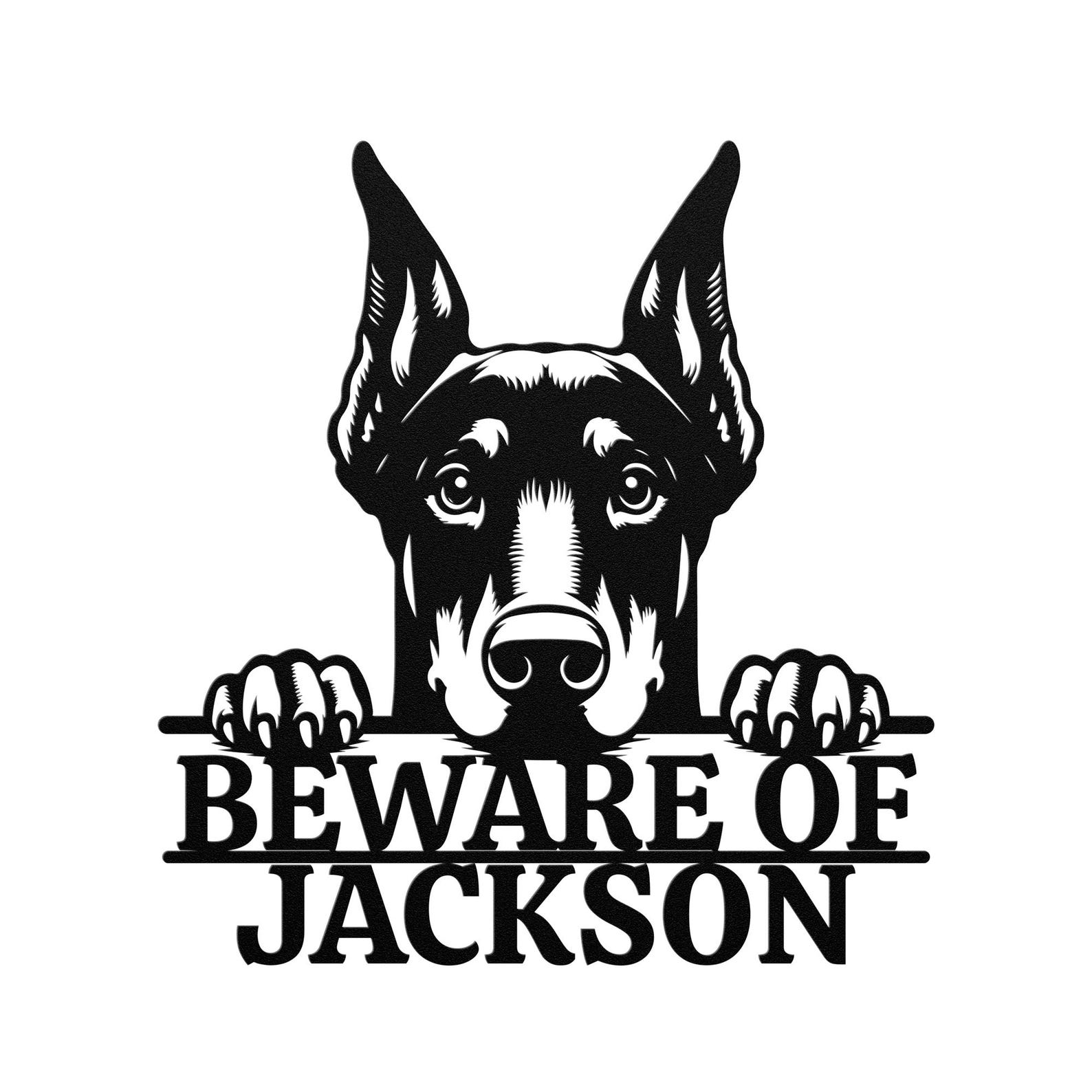 Personalized Beware of Doberman Pinscher Metal Sign Outdoor Decor Dog ...