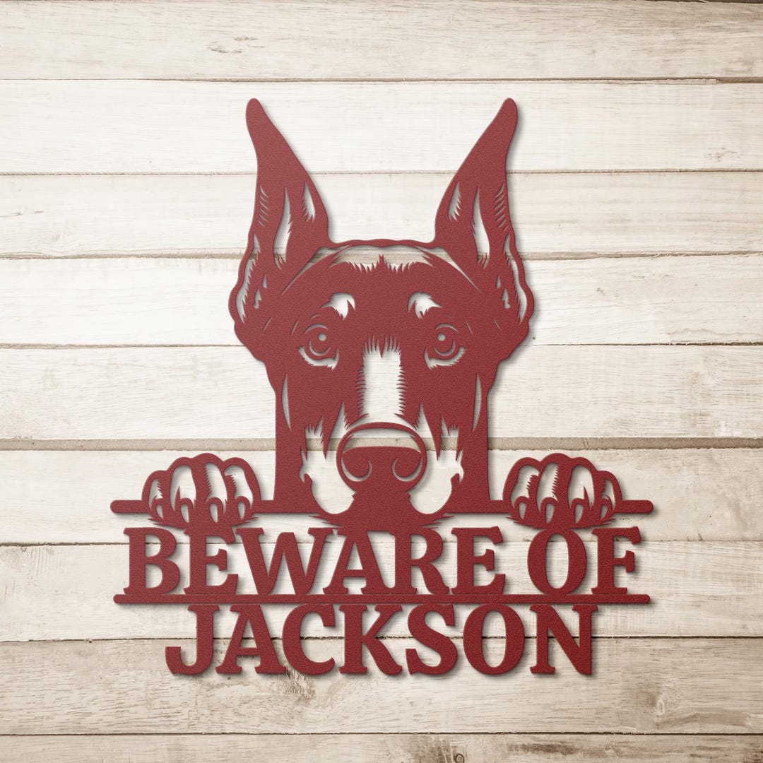 Personalized Beware of Doberman Pinscher Metal Sign Outdoor Decor Dog ...