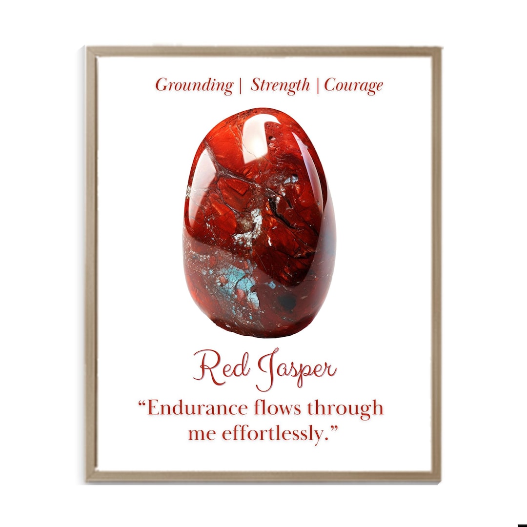 Red Jasper Poster, Crystal Healing Art Print, Root Chakra Stone Poster ...