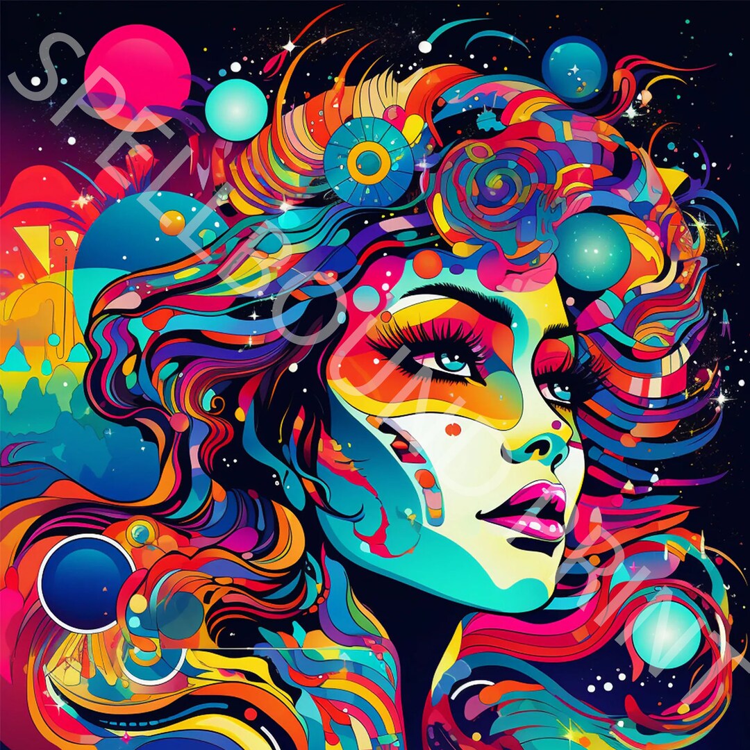 Divine Feminine Psychedelic Art, Psychedelic Goddess Wall Art, Trippy ...