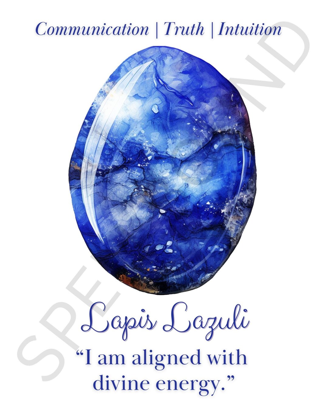 Lapis Lazuli Crystal Art Print, Blue Gemstone Poster, Spiritual Crystal ...