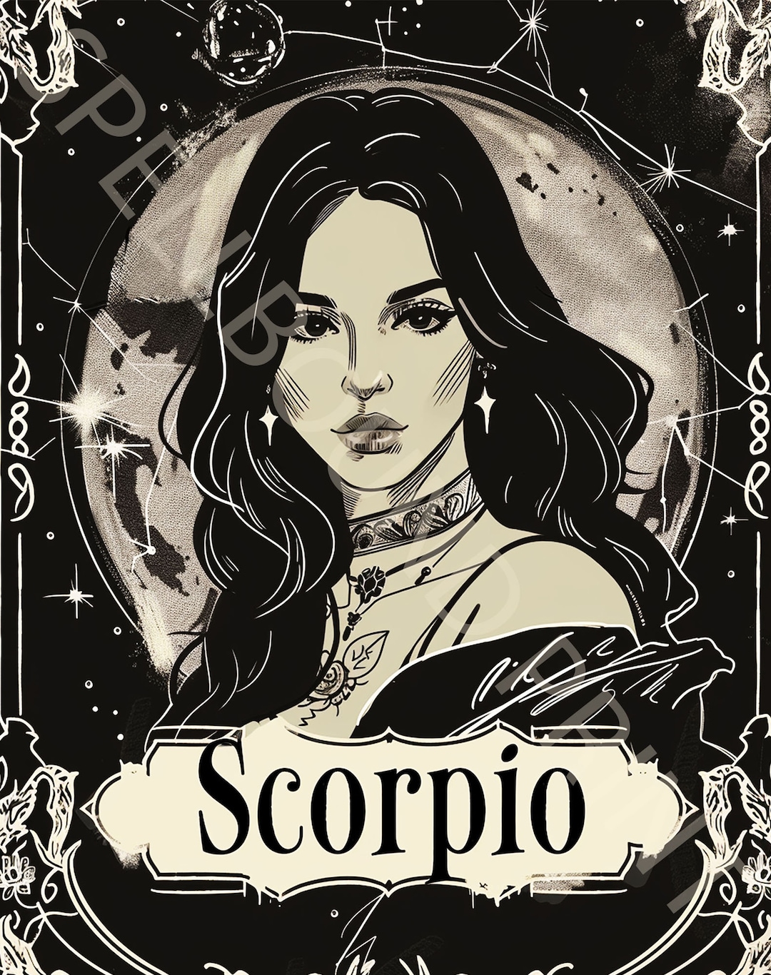 Edgy Witchy Scorpio Wall Art, Gothic Zodiac Print, Astrological Home ...