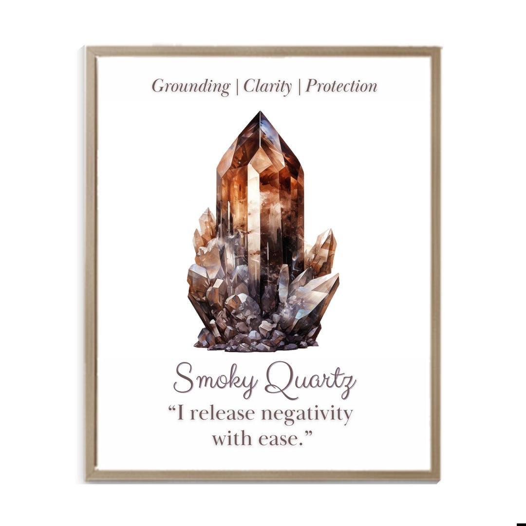 Smoky Quartz Poster, Protection Stone Wall Art, Crystal Decor, Smoky ...