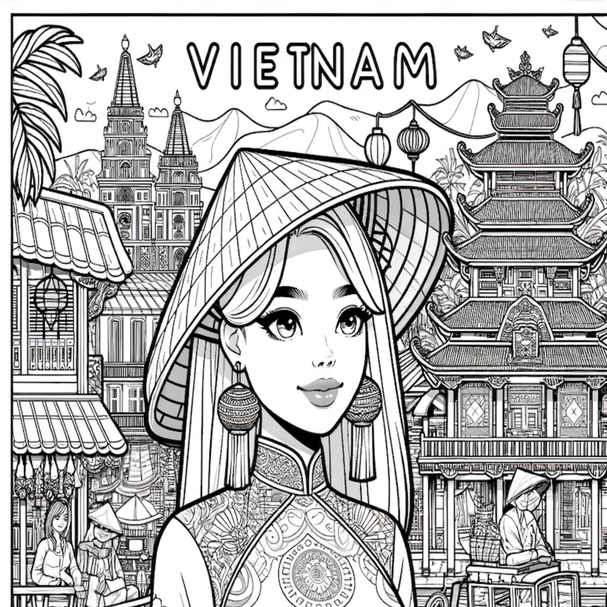 50 Digital Coloring Pages of Women Around the World - Adult Coloring ...